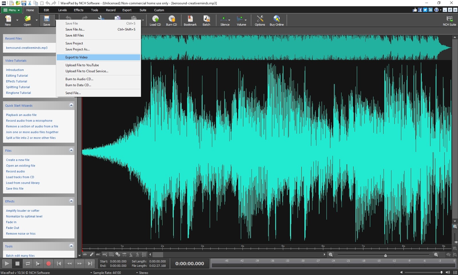 Export Audio to Video Using WavePad | Do More With Software