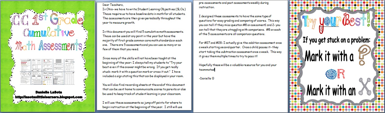 LaSota's Little Learners: CC First Grade Cumulative Math Assessments