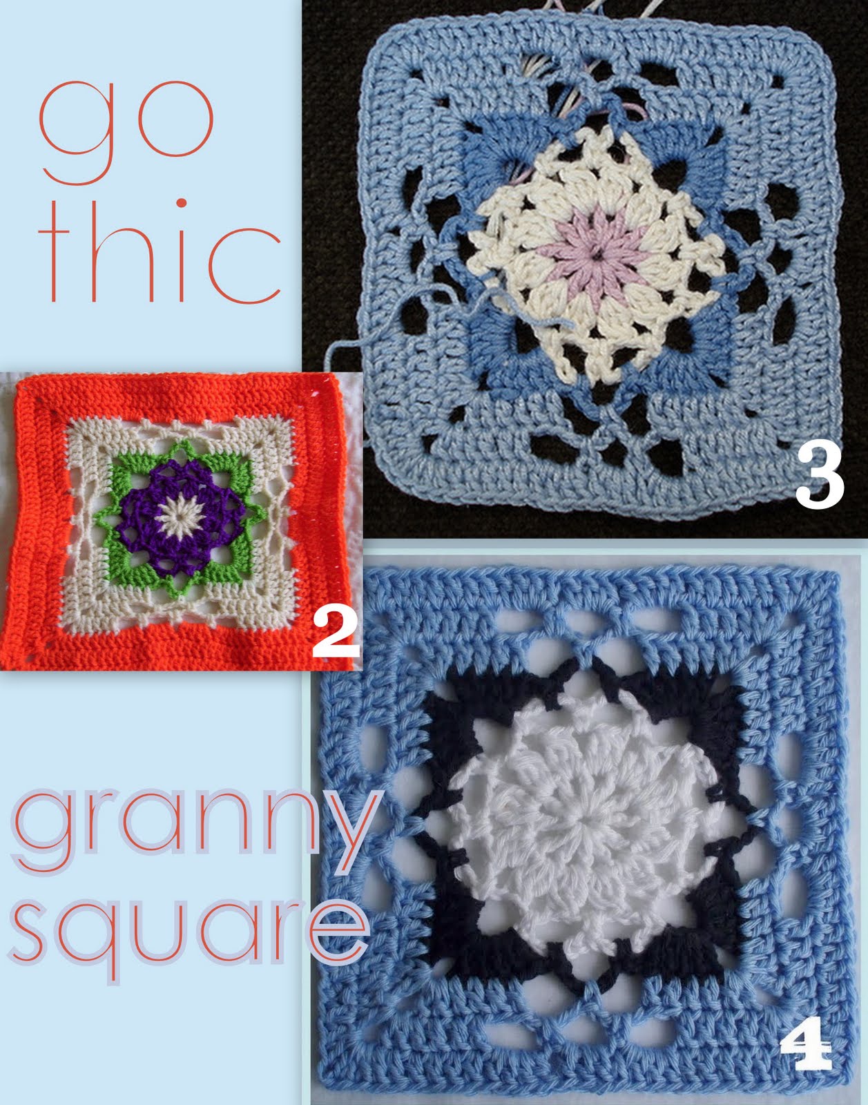 crochetingclub: gothic granny square. Jan Eaton