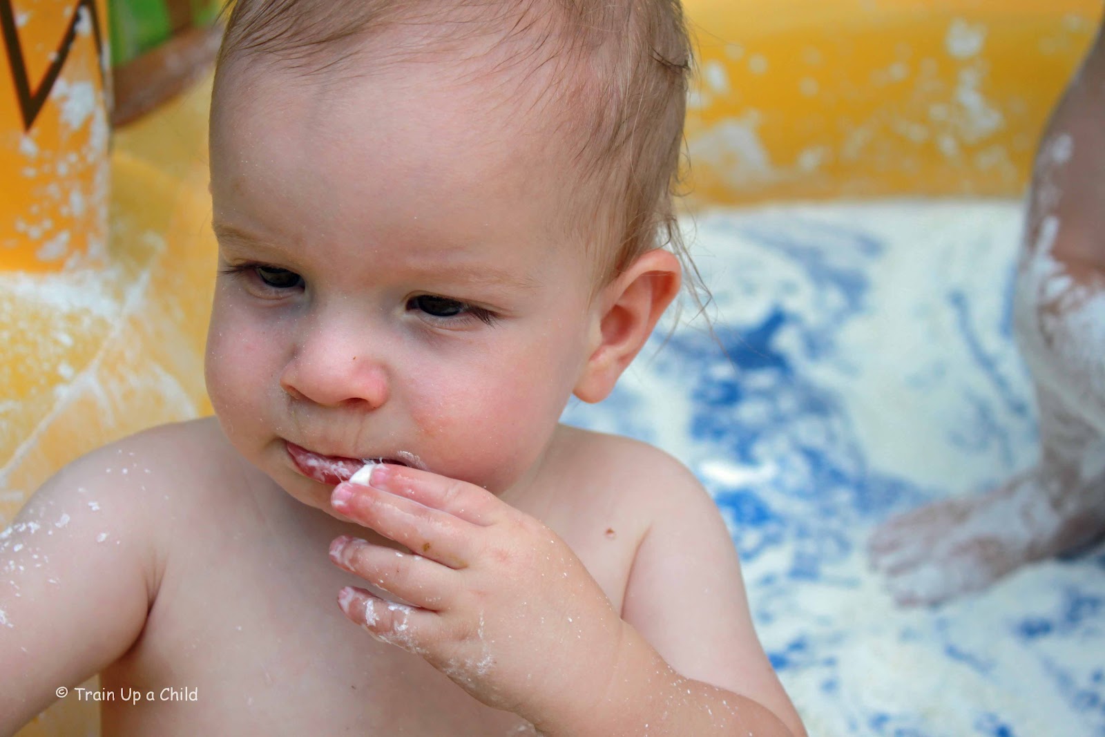 Colorful Oobleck in the Play Pool