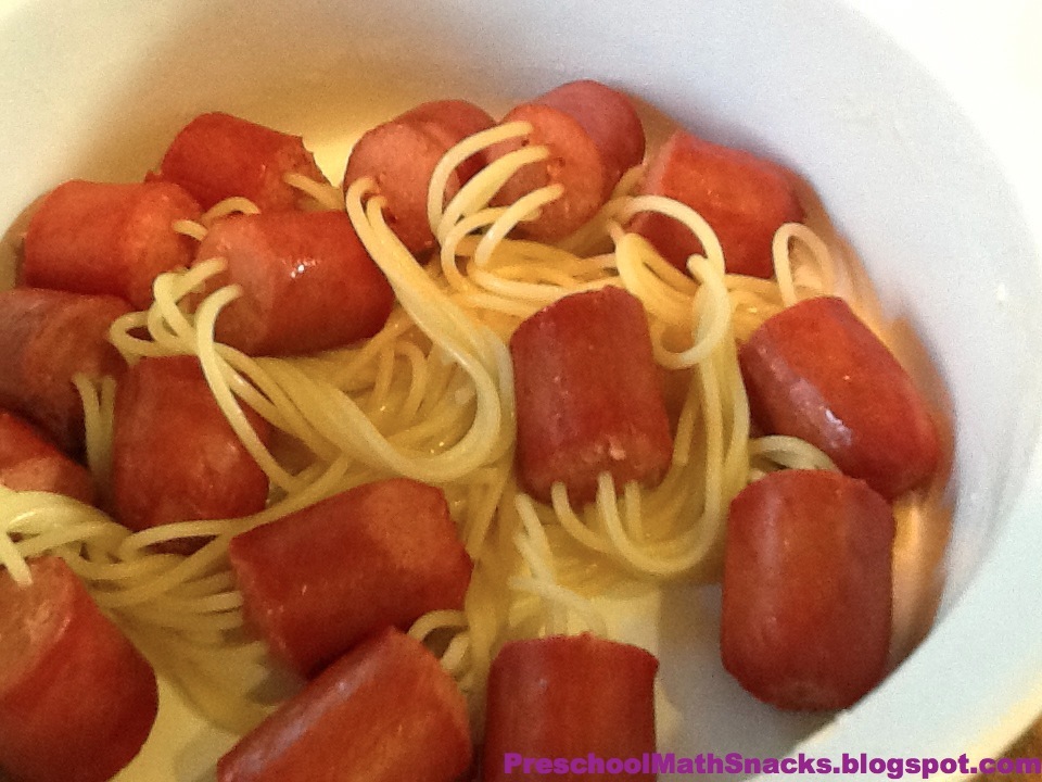 Preschool Math Snacks: Hotdog Jellyfish and Counting Caterpillars