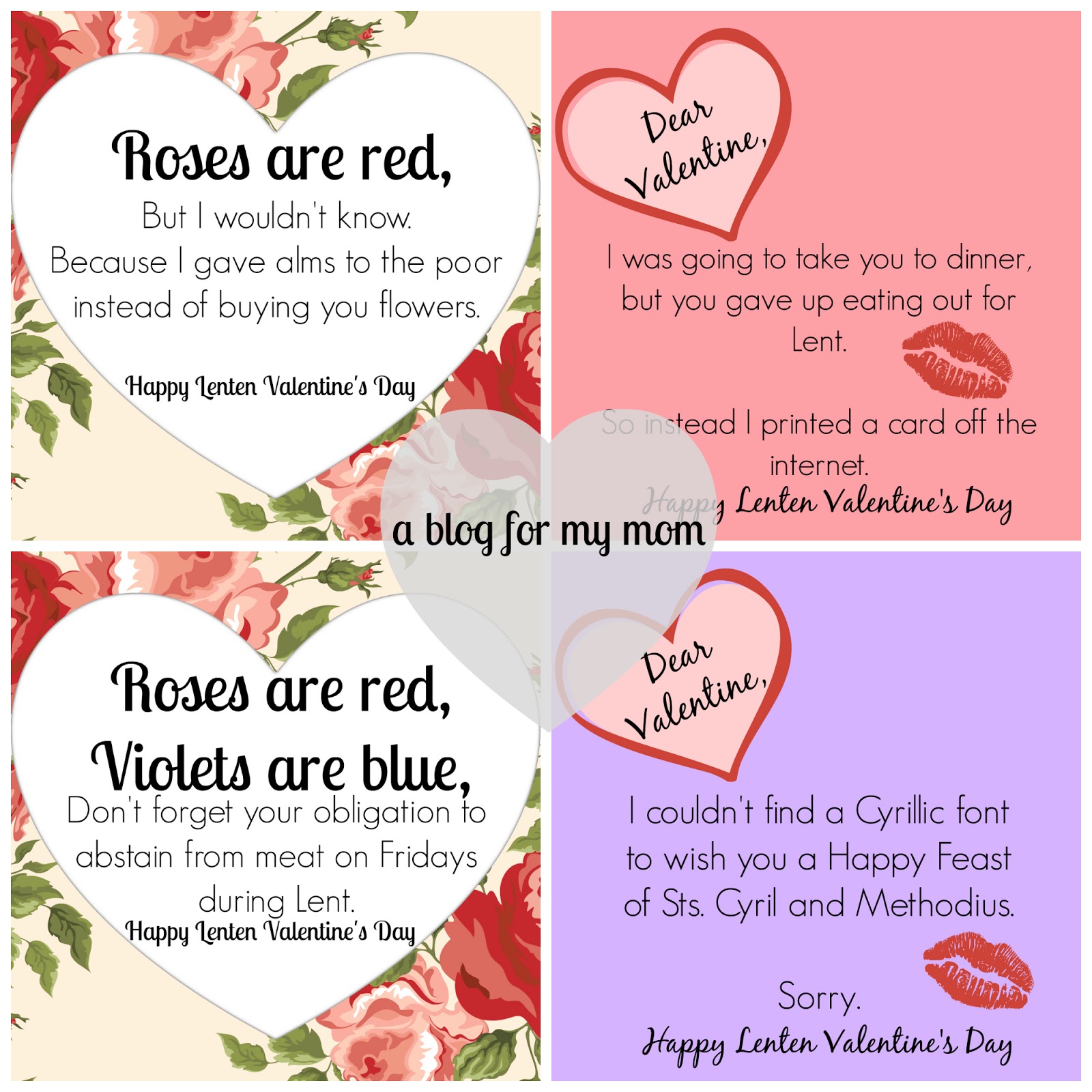 A blog for my mom: Valentines for Lent
