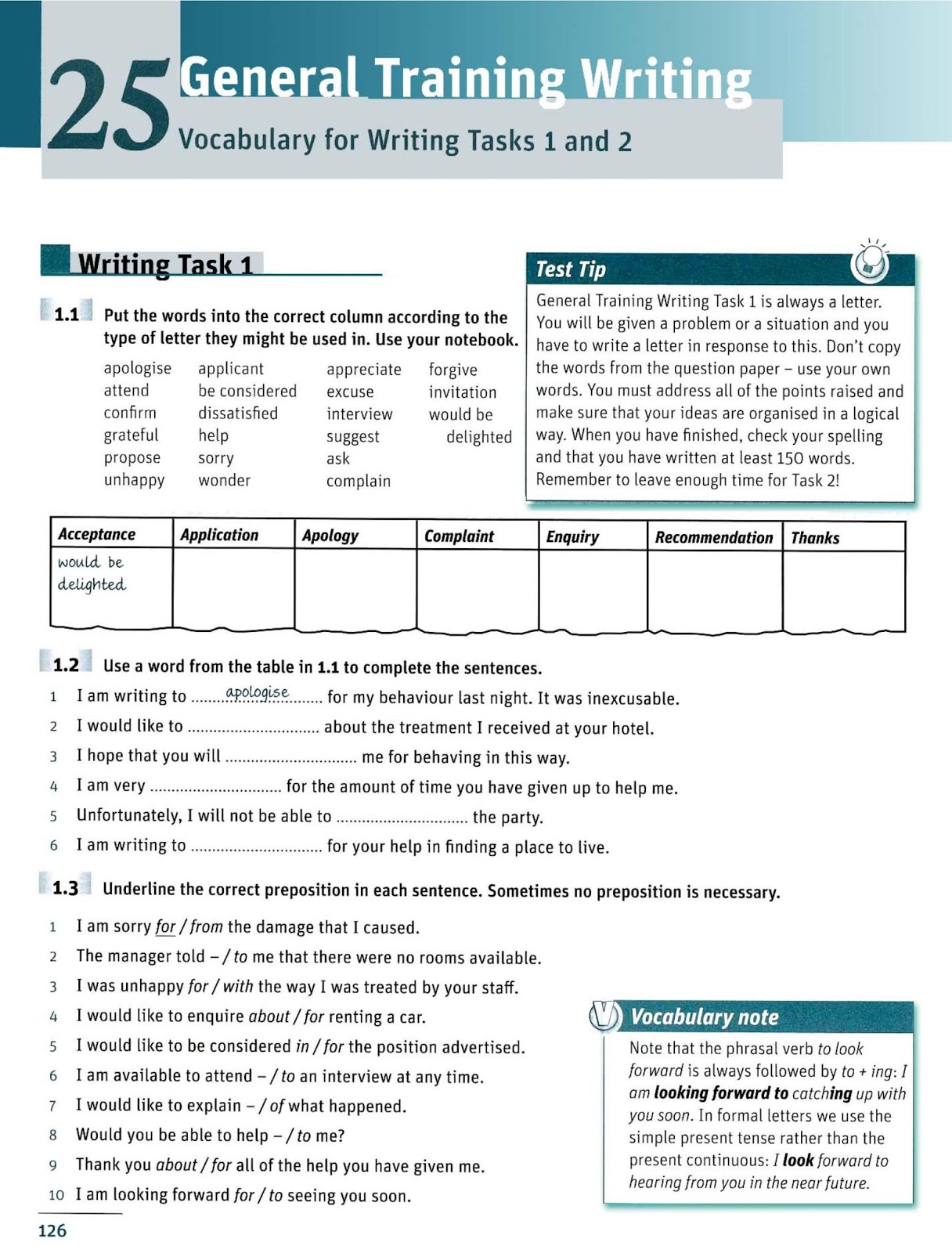 Unit 25 General Training Writing Tasks 1 and 2: Vocabulary for Writing ...