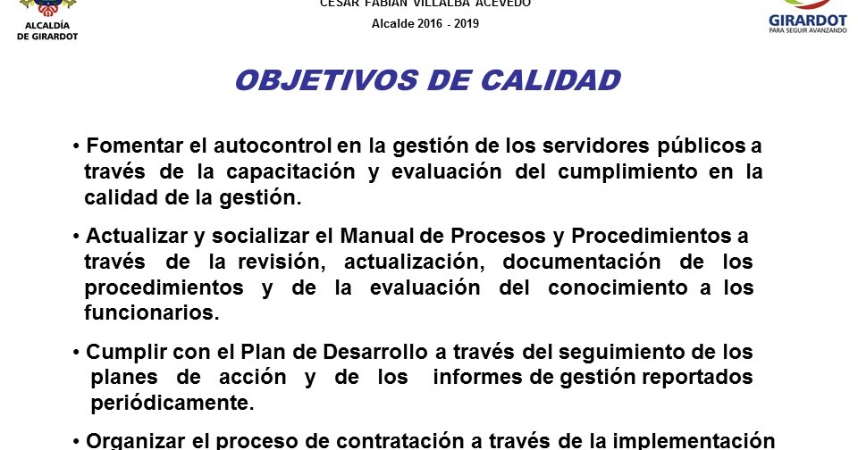OBJETIVOS DE CALIDAD ~ MECI - CALIDAD