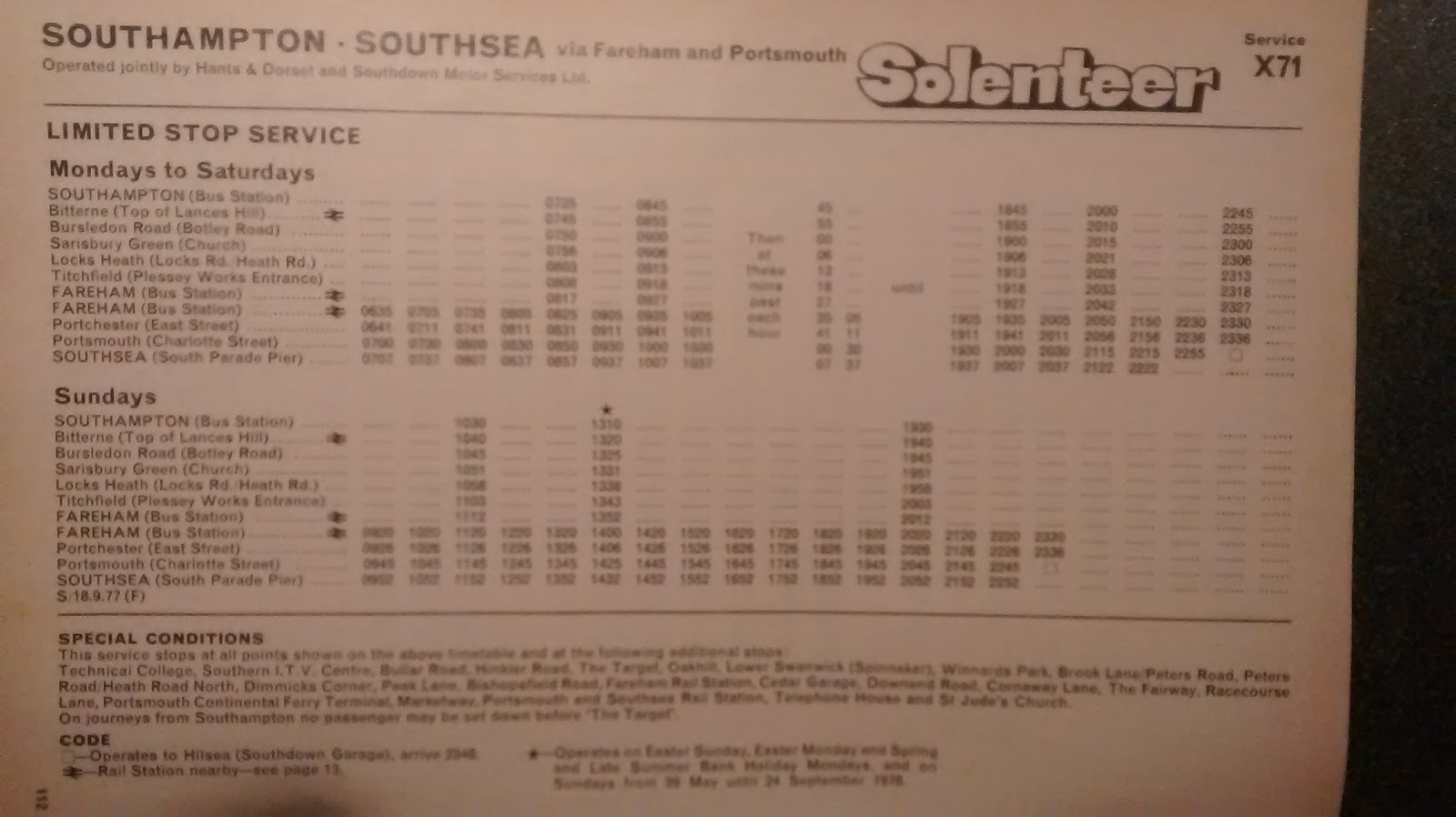 Southampton Bus Update: Out of town in 1978 / Fareham routes then & now