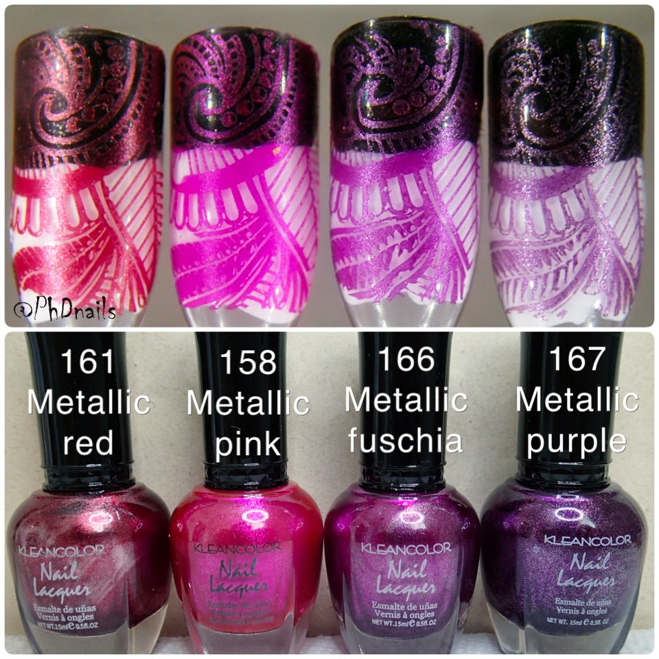 PhD nails: Kleancolor Awesome Metallic polish stamping swatch review