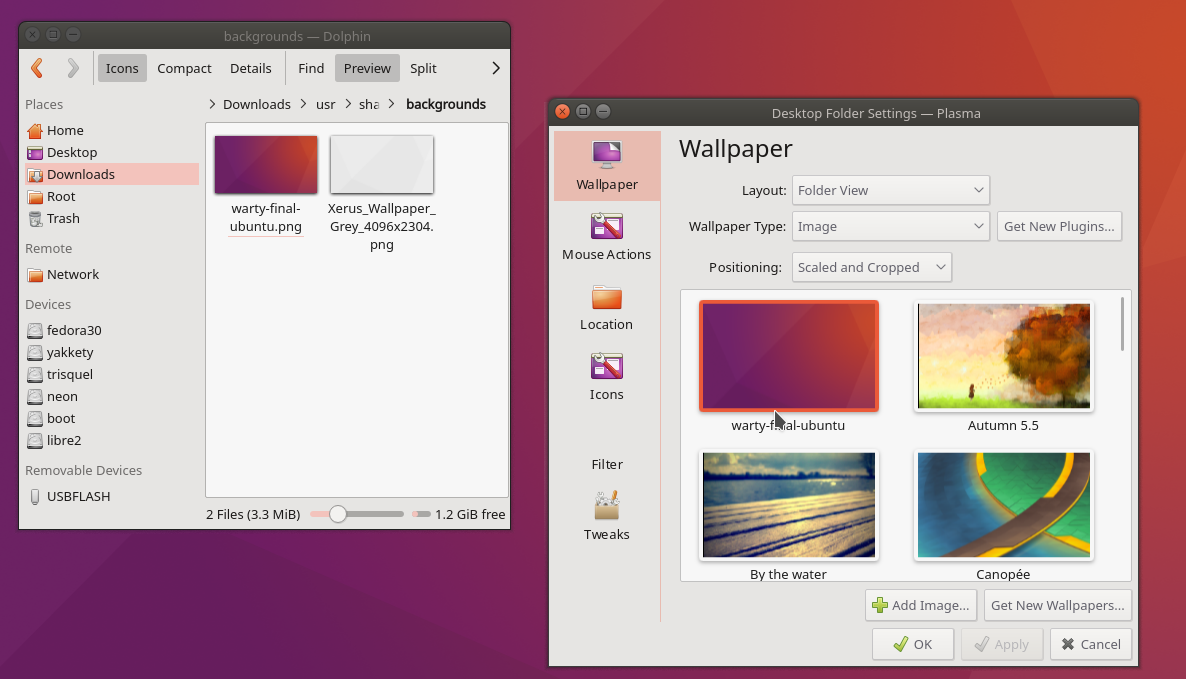 KDE Plasma Desktop + Unity Layout + Ubuntu Ambiance Theme