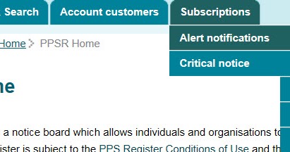 PPSR - Personal Property Securities Register: Set up a PPSR Alert