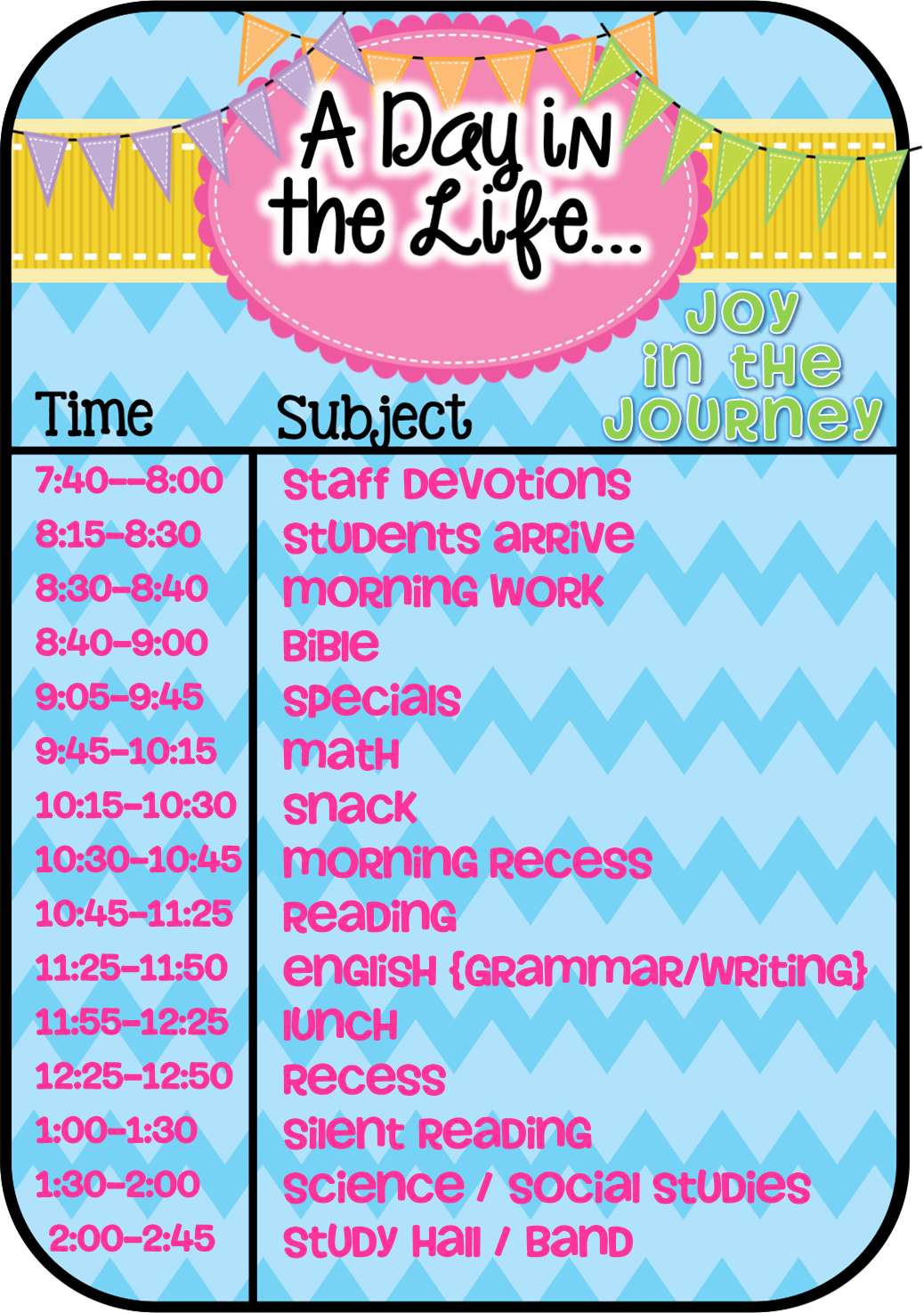 A Day Our Way: My Daily Schedule - ~Joy in the Journey~