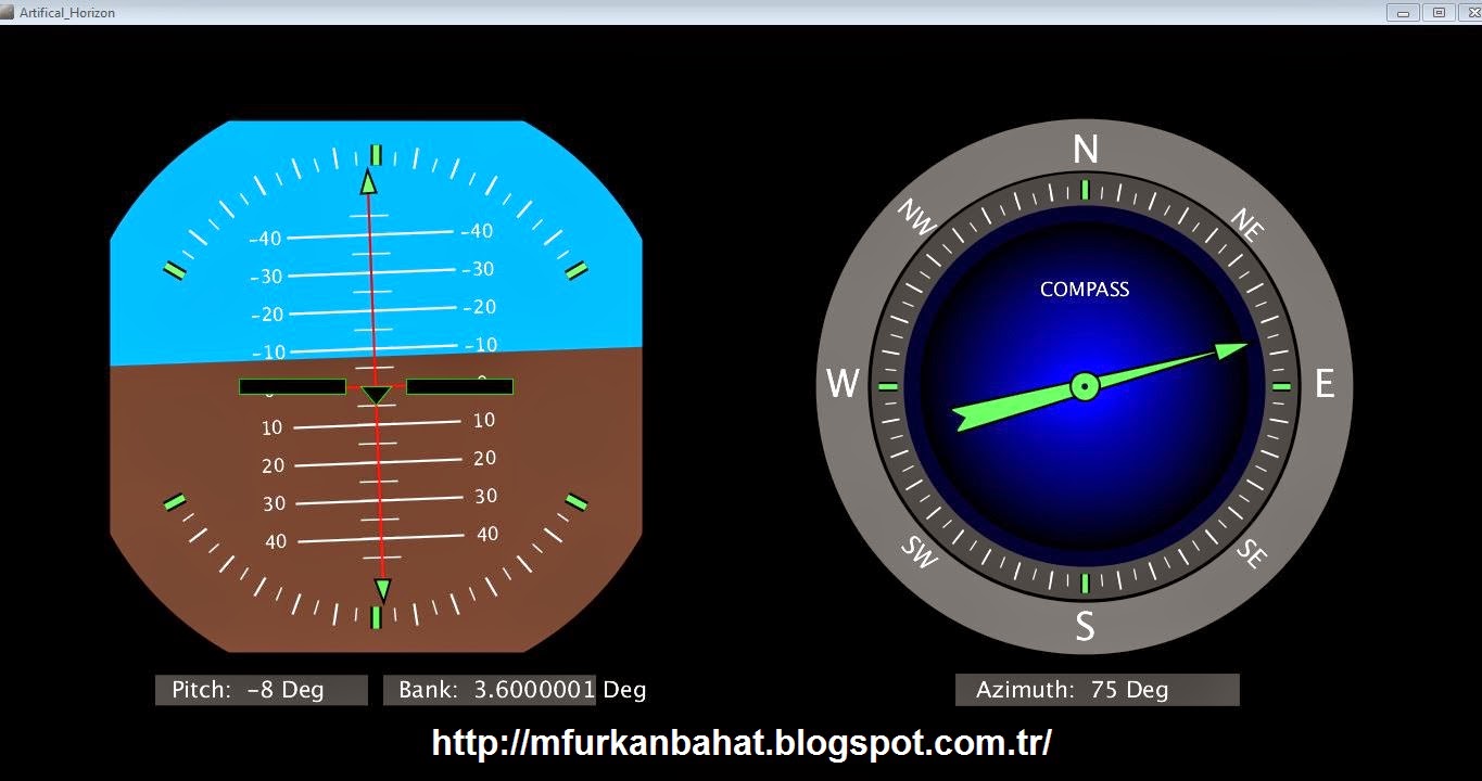 Artificial Horizon and Compass Using Arduino-Processing-MPU6050