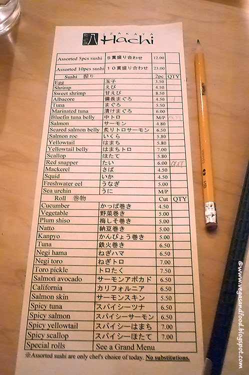 Izakaya Hachi - West L.A. - Vegas and Food