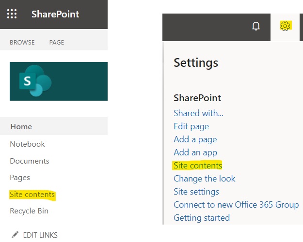 Site contents >> New >> Subsite