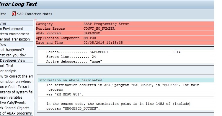 Abap Blogs Abap Runtime Error Convnonumber Mm06ef0bbuchen