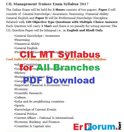[PDF] CIL Management Trainee Exam Syllabus for All Branches