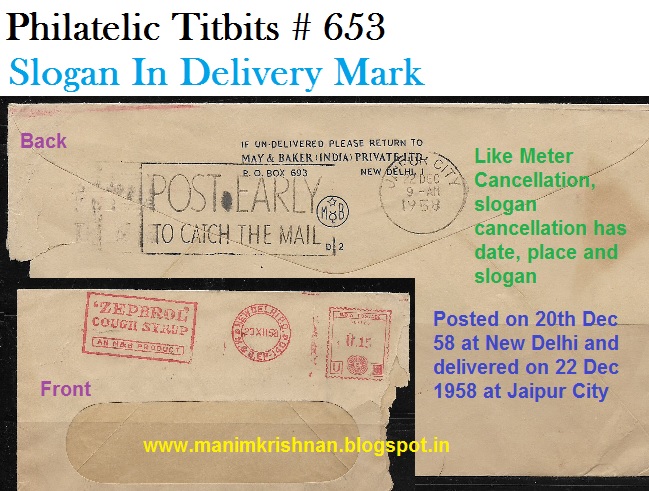 Philatelic Titbits: Slogan in Delivery Mark