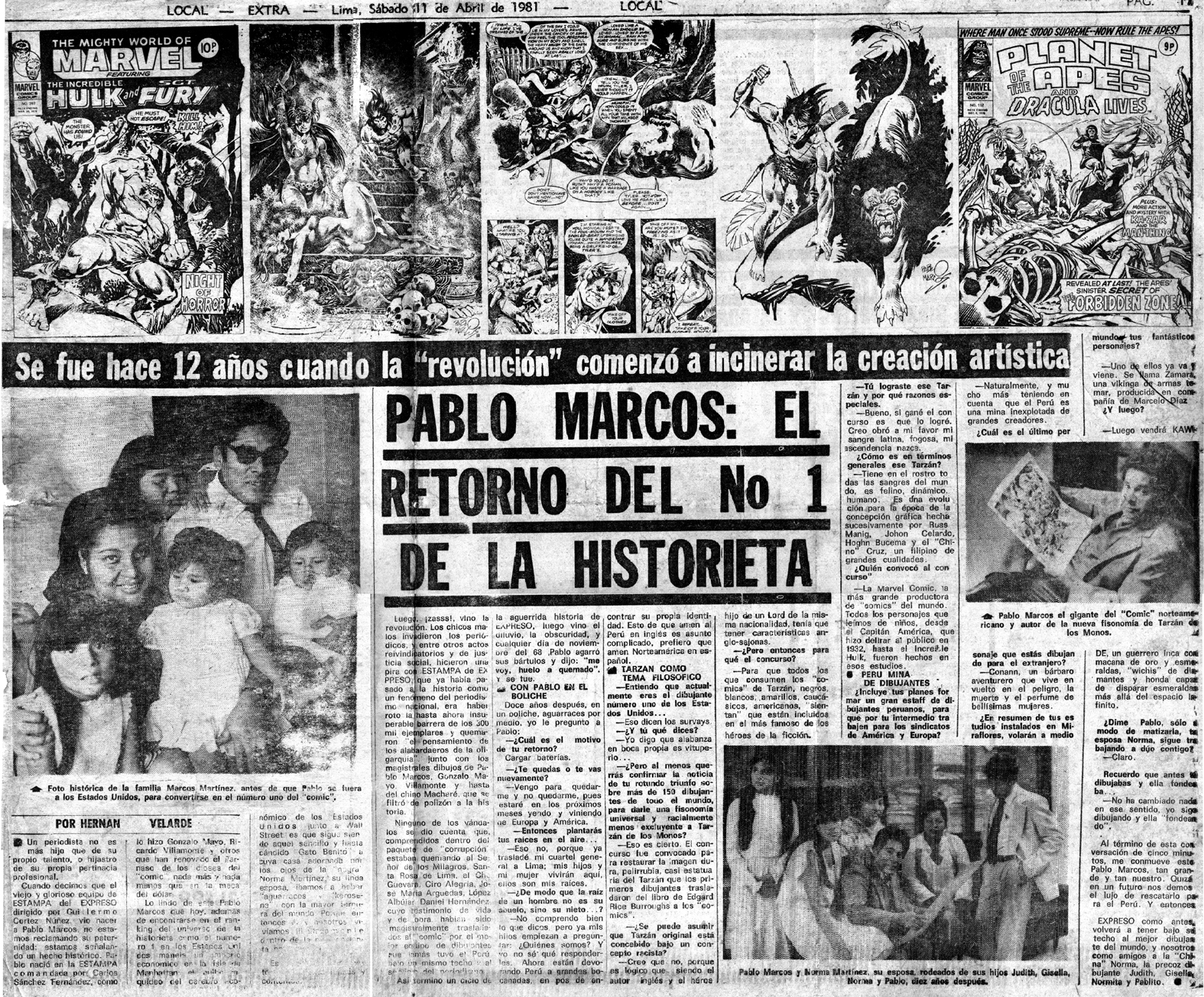 RINCON DEL DIBUJANTE: DOCUMENTO HISTÓRICO: 1981, PABLO MARCOS REGRESA ...