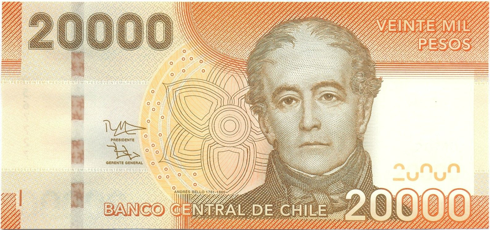 Chile 20000 Pesos banknote 2012 Andres Bello|World Banknotes & Coins ...