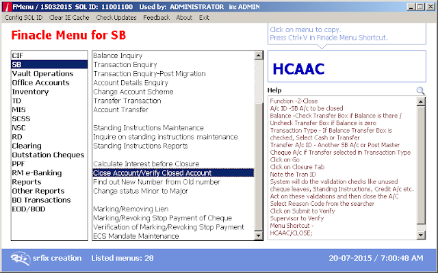 FMENU - FINACLE MADE EASY REVISED SOFTWARE FOR DOP FINACLE - POFINACLEGUIDE