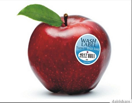 Dewi Dewa: Label Sticker Pada Buah Bila Di Basuh Jadi Sabun