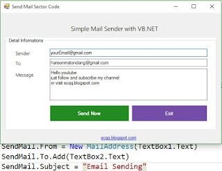 VB.NET Simple Application Send Mail SMTPClient gmail.com + Source Code | KODE AJAIB