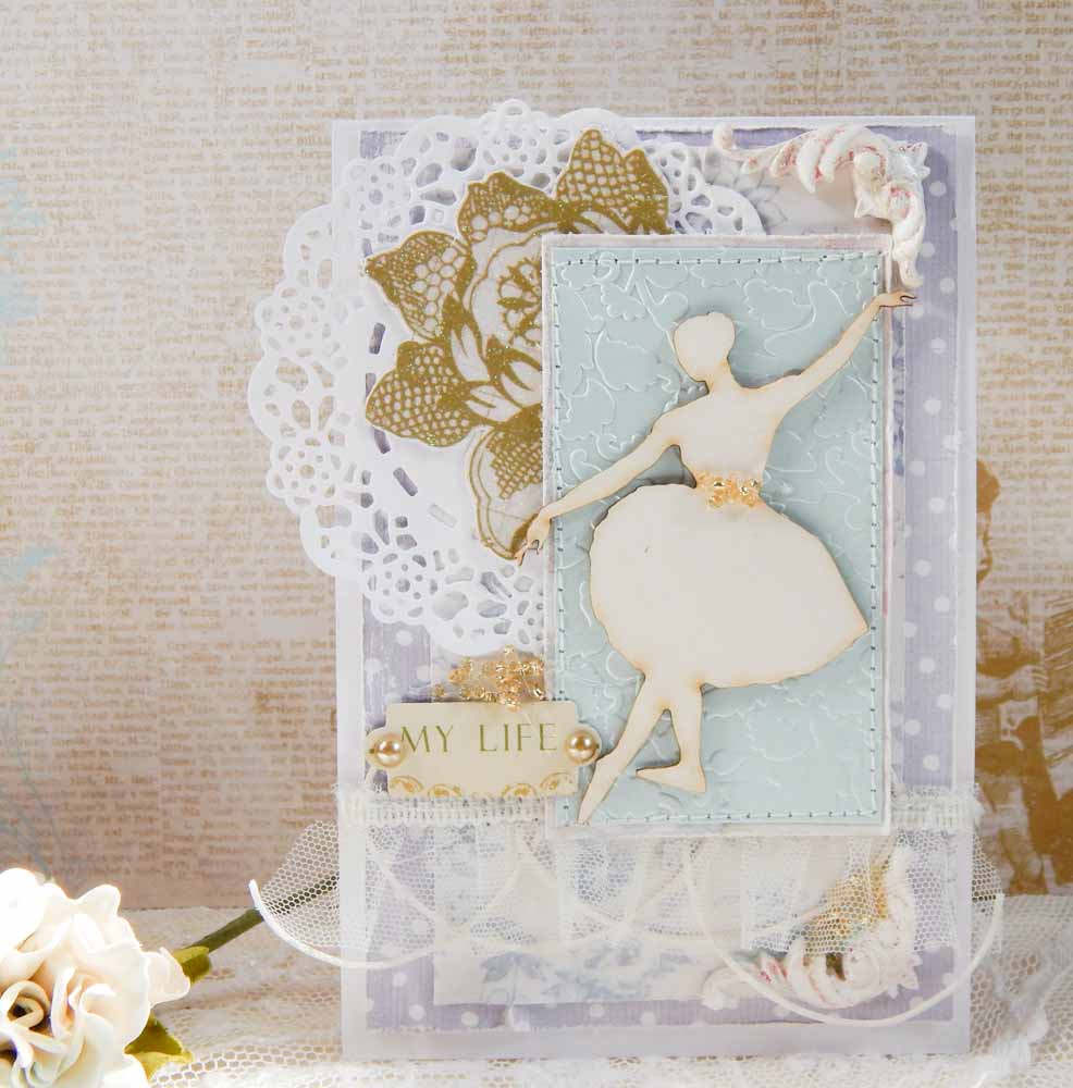 Leleya Design: Card with dance-girl / Открыточка с балеринкой