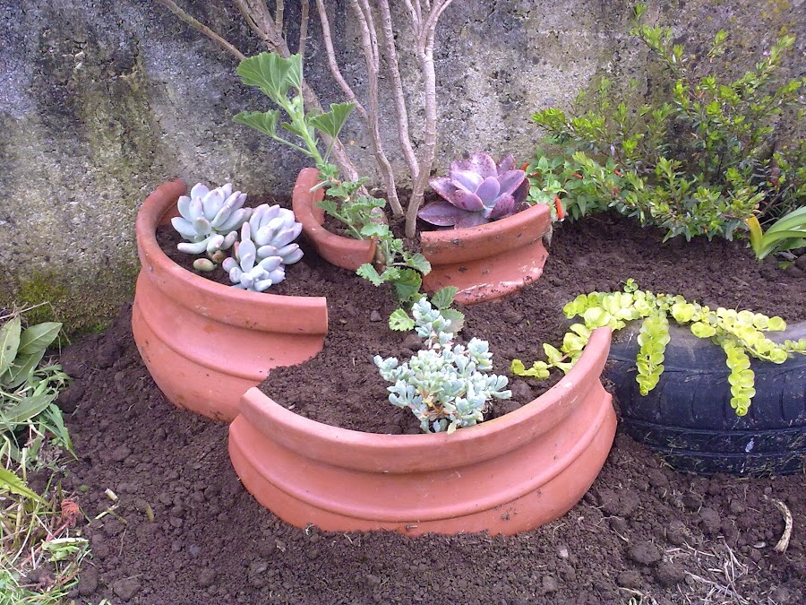 reutilizar maceta rota por el viento | Manualidades