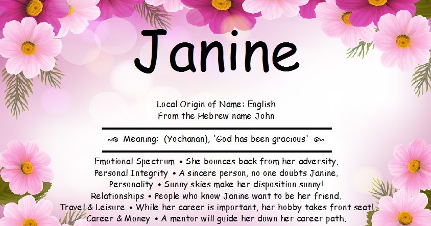 Janine Name Meaning And Analysis ~ First Name Creations
