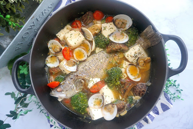 Say My Kitchen: One Pot Miso Poached Fish Meal 味增水煮鱼一锅煮