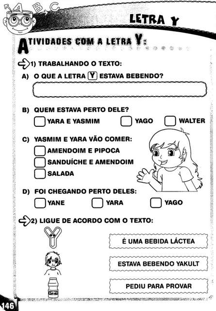 Poema e atividades com a letra Y.