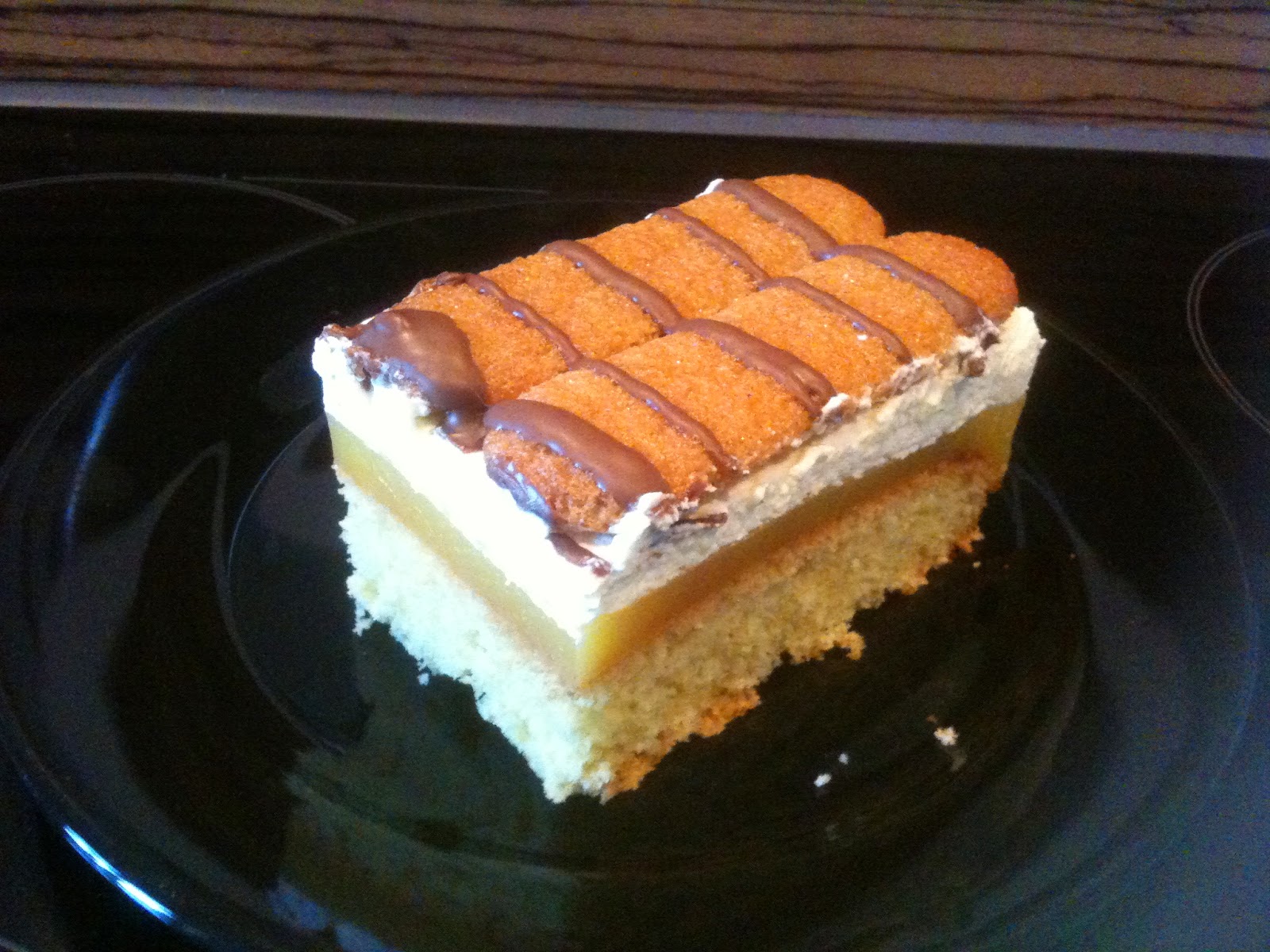 Dampfgarer Rezepte: Vanillepudding Schnitten / Kuchen mit Biskotten