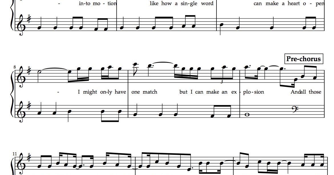 Utterly Music: [Scores] Fight song by Rachel Platten (Easy)