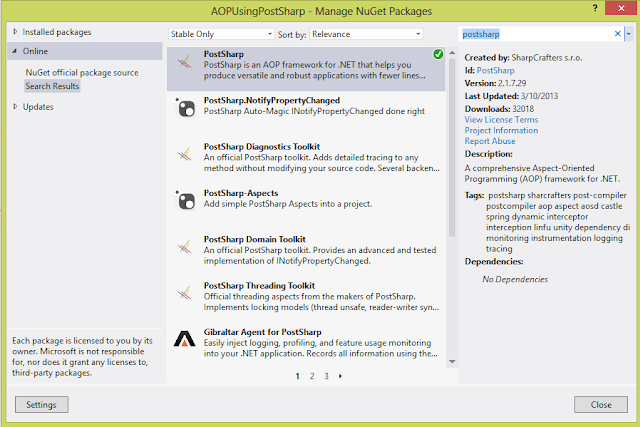 The Code Captain: Aspect Oriented Programming: Logging and Handling Exception using PostSharp