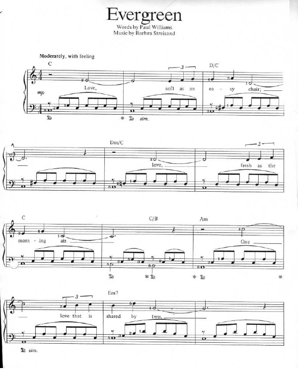 Barbra Streisand - Evergreen | Partituras para Piano