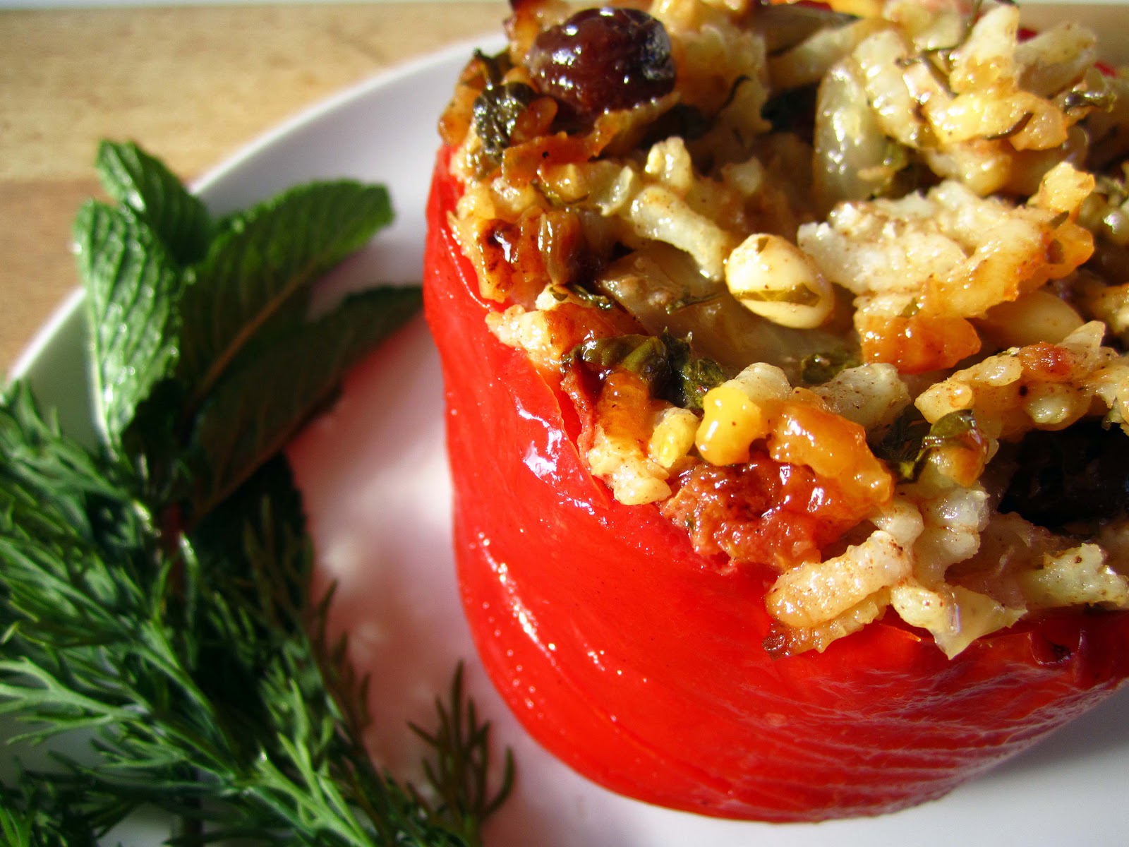 Red Peppers stuffed with Rice, Raisins and Pine Nuts | The Grazer