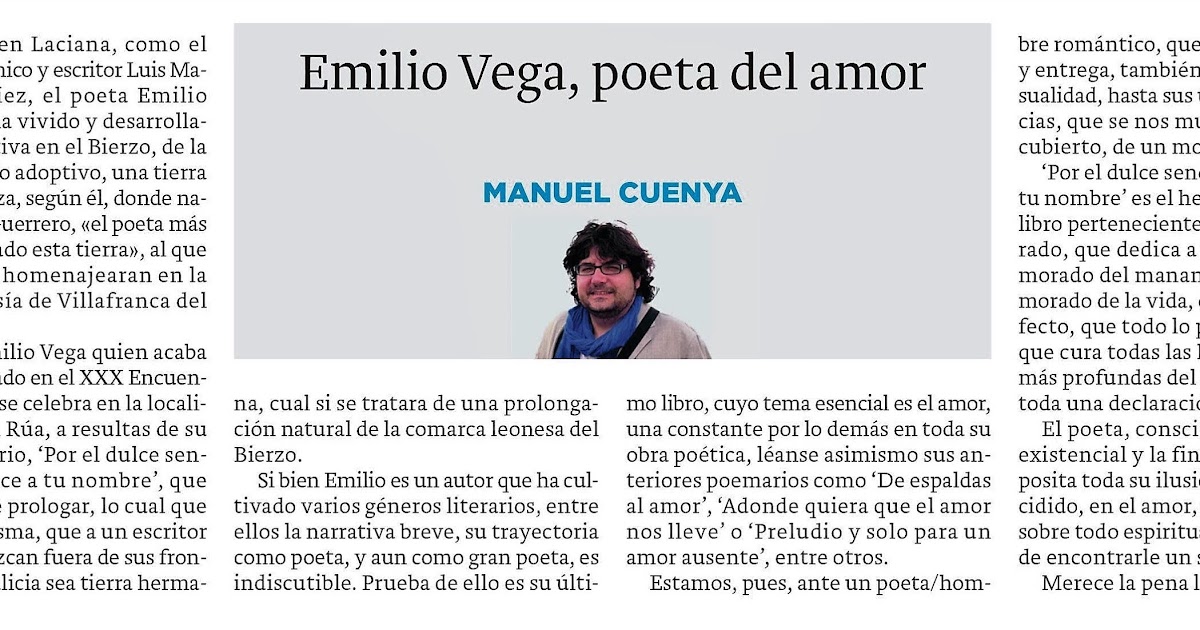 Manuel Cuenya: Emilio Vega, poeta del amor