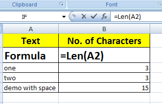 How to count characters in excel cell ~ All Blogger Tricks and Tips