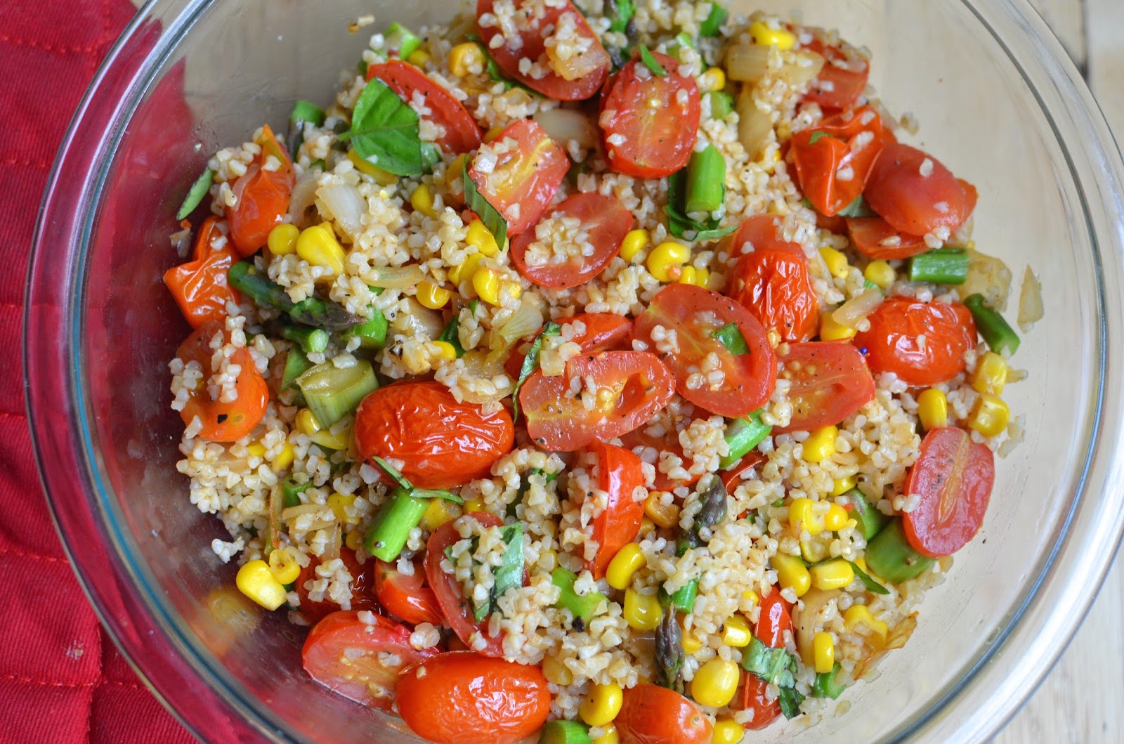 Playing with Flour: Farro with garlic-roasted tomatoes and edamame