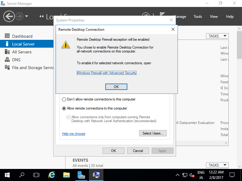 Network | Remote Desktop Windows Server 2016 - solvedia