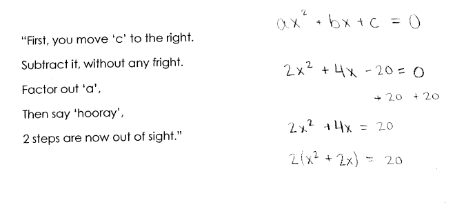 Completing the Square Story - by a Student
