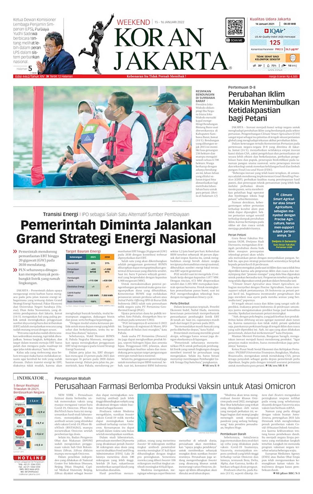 Koran Jakarta, Sabtu 15-01-2022 - EPAPER.ID - Museum Cover Koran Online