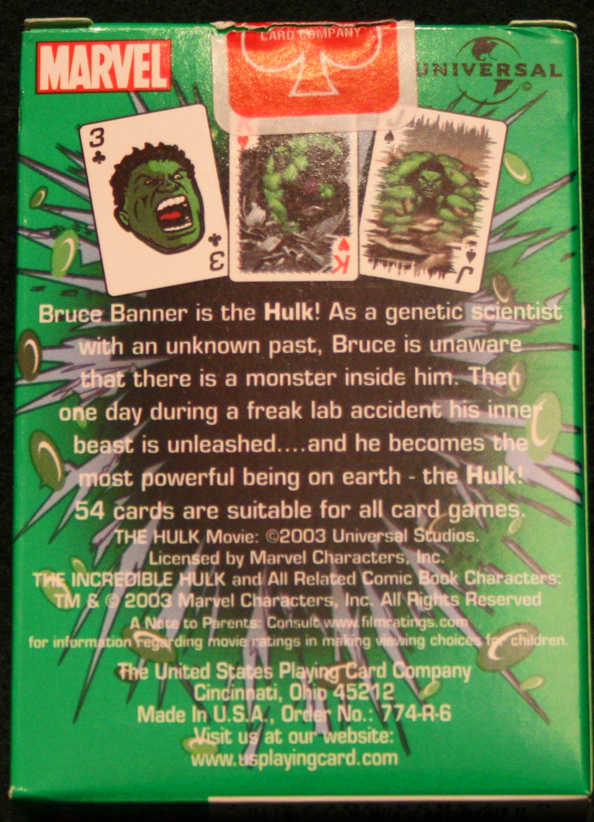Cartas de Superheroes: HULK PLAYING CARDS