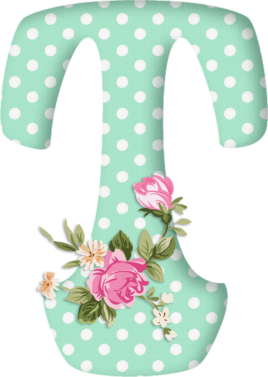 Alfabeto en Verde con Lunares y Rosas. . - Oh my Alfabetos!