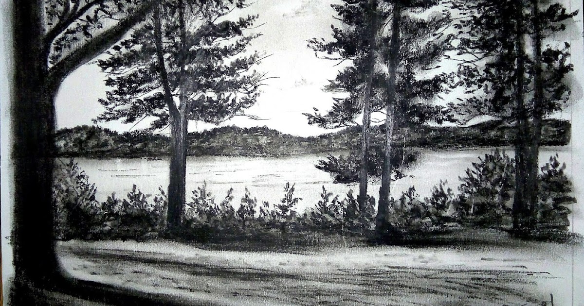 A Unique beautiful landscape drawing in 2019|| Charcoal Drawing ...