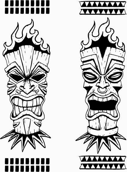 Hawaiian Tiki Masks Coloring Pages Sketch Coloring Page