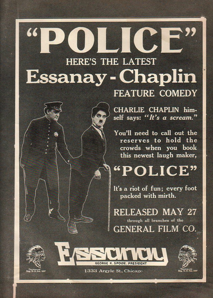Ad for "Police", 1916 ~ Discovering Chaplin