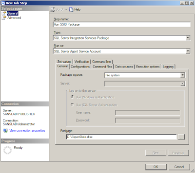 In the "Advanced" page, you can set the advance job step options