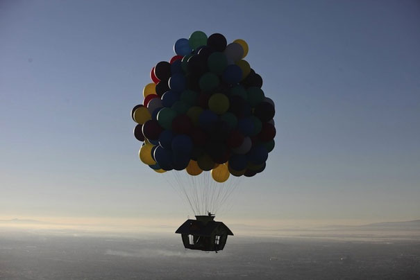 Around the World: Real-life Up House Lifted By Helium Balloons to ...