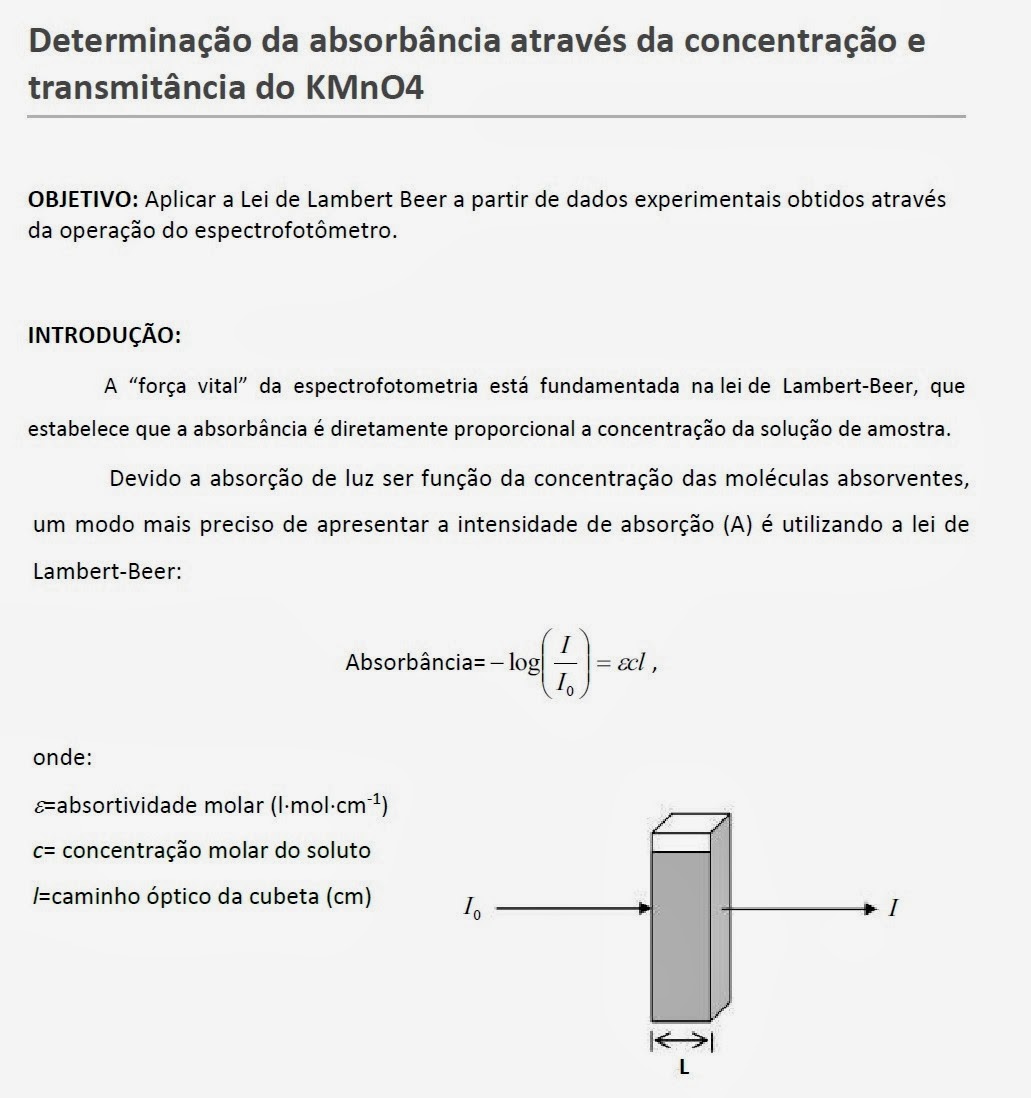 Bio Química UFAL: Determinação da absorbância através da concentração e ...