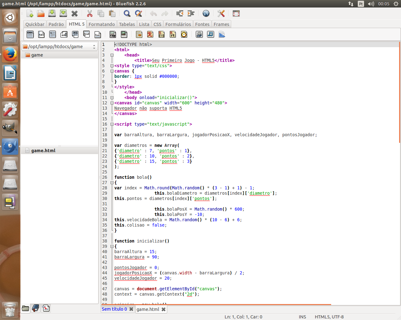 Editor de HTML5 - Bluefish