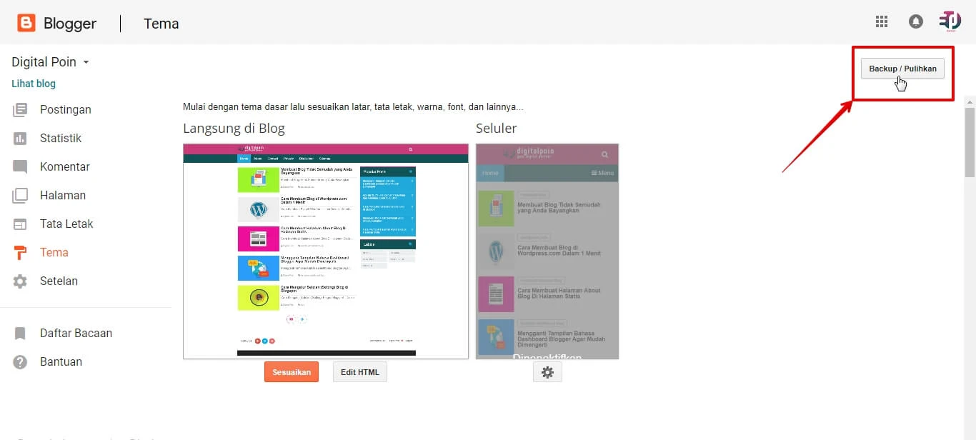 Cara Menyimpan atau Backup Kode Template Blog | Digital Poin